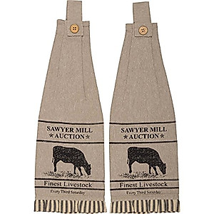 VHC Brands Sawyer Mill Charcoal Kitchen Hand Towel Set Vintage Cow Cotton Muslin Tea Towels