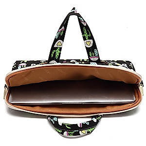 DACHEE Black Cactus Patten Canvas Laptop Shoulder Messenger Bag Case Sleeve for 14 Inch 15 Inch Laptop 15 Case Laptop Briefcase 15.6 Inch