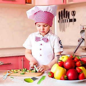 HANHAN 8 PCS Kids Knife Set, Include 4 Pcs Plastic Knives with Serrated Edges, Crinkle Cutter, Y Peeler, Crocodile Wood Knife & Durable Cutting Board for Fruit, Vegetable, Bread, Cake & more (#A)