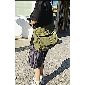 Women Men Canvas Messenger Bag Large Hobo Bag with Multiple Pockets Canvas Crossbody Shoulder Bag Messenger Tote Bag Handbag