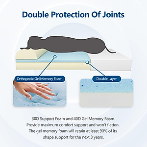 WEVEGO Orthopedic Dog Bed, 7.87-inch Thick Gel Memory Foam Pet Beds with Pillow, Durable Soft Flannel Fabric with Waterproof Liner & Removable Washable Cover Dog Beds for Medium Breed Dogs