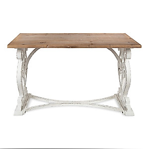 Kate and Laurel Wyldwood Rustic Wood Desk, 48" x 23.5" x 30", Rustic Brown and Coastal White, Chic Farmhouse-Inspired Design