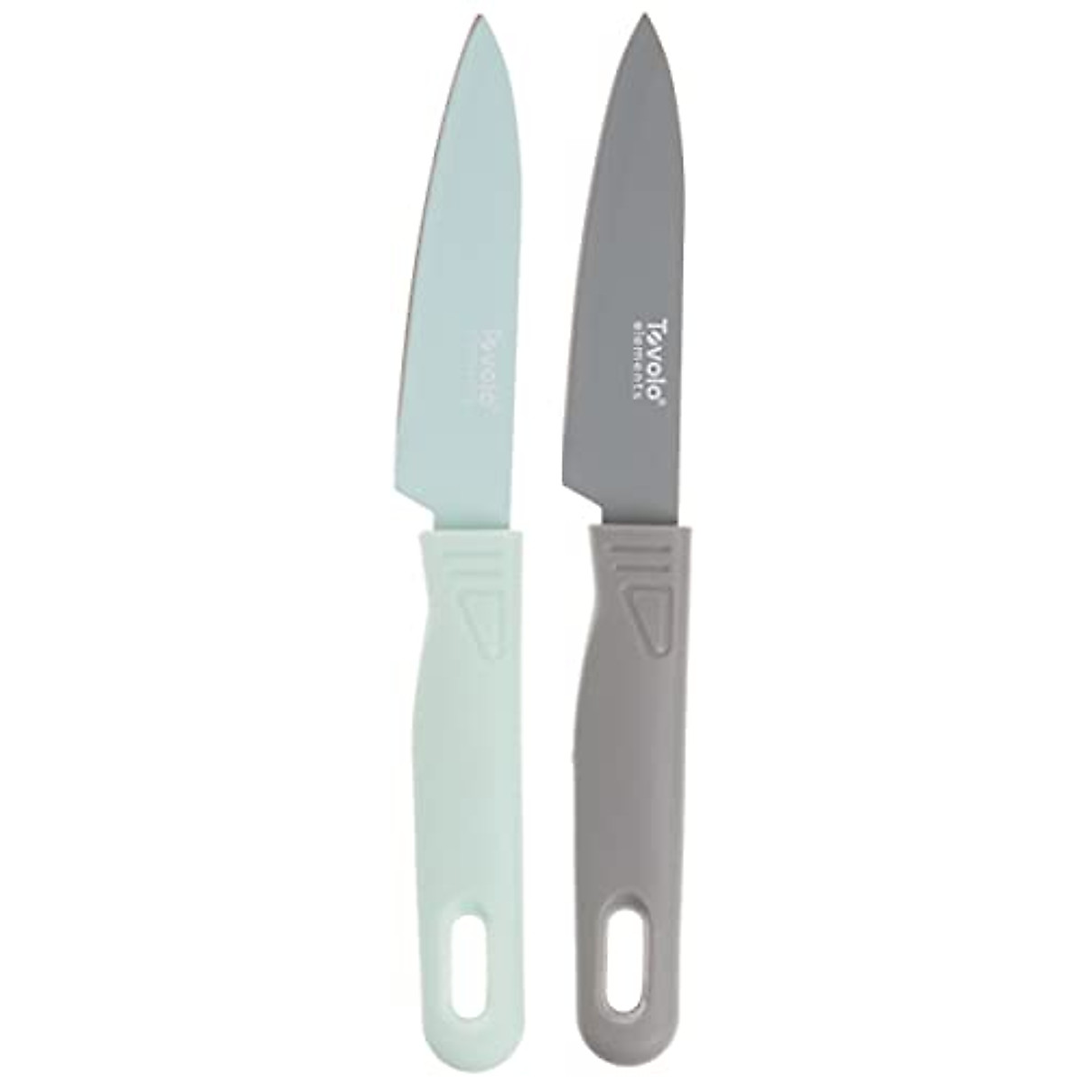 Tovolo Paring Knives Set of 2 (Mint / Gray) - Essential Small Knife Set for Cooking, Peeling, Slicing, & Precise Jobs / Includes Blade Covers for Safe Storage & Travel