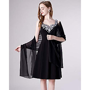 olyrjie Soft Chiffon Scarfs Shawls and Wraps for Evening Dresses Wedding Shawl Wraps Bridal Scarve for Women Black,one size