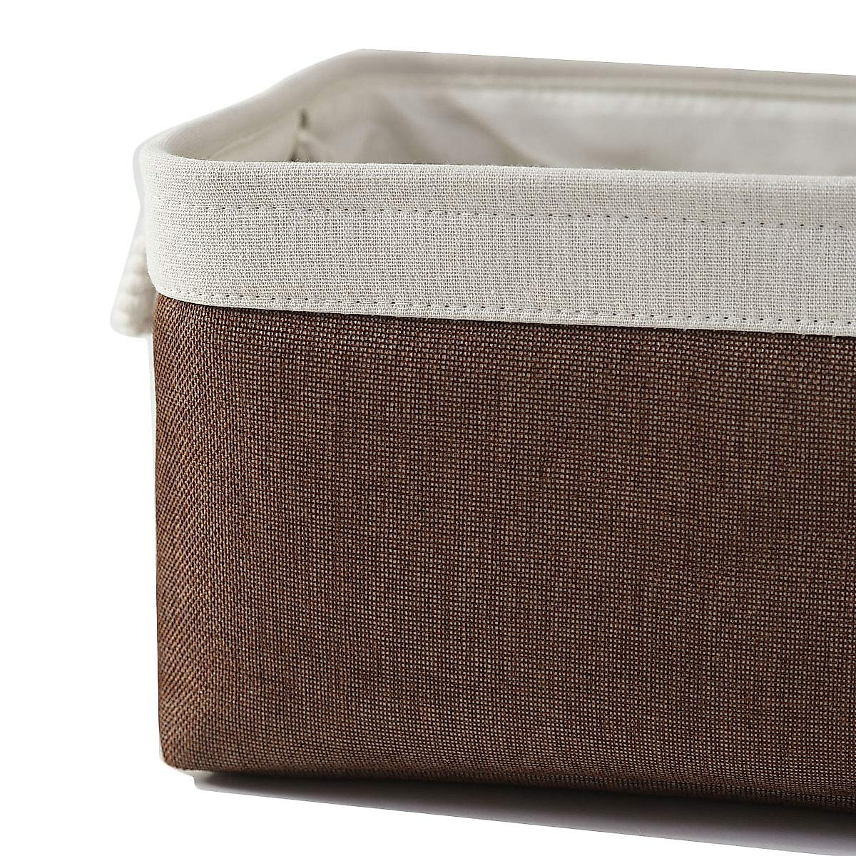 Sacyic Storage Baskets for Shelves, Fabric Baskets for Organizing, Collapsible Storage Bins for Closet, Nursery, Clothes, Toys, Home & Office [9-Pack, White&Brown]