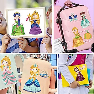 Nsuebck Diamond Painting Kits for Kids - 18 Pcs Princesses Gem Art Stickers for Girls - Paint by Number Crafts Birthday Gifts for Kids Ages 4 6 7 8-12