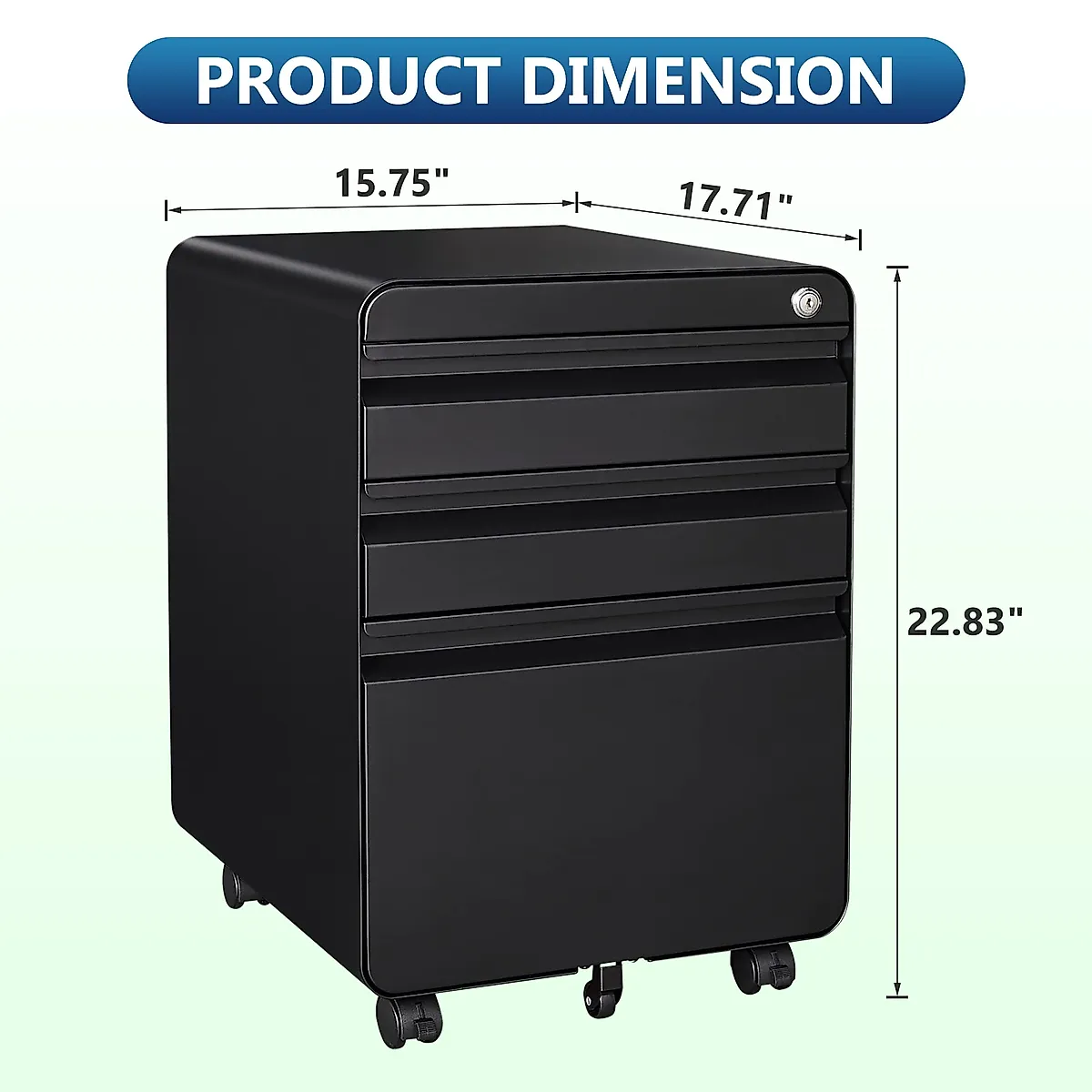 AFAIF 3 Drawer Mobile Locking File Cabinet,Metal Filing Cabinets for Home Office,Small Rolling File Cabinet Under Desk Office Drawer Storage Cabinet fits Letter/Legal/A4 Size,Black