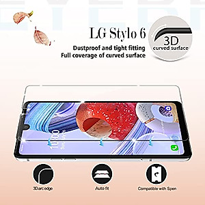 LG Stylo 6 Screen Protector By YEYEBF, [2 Pack]Full Coverage Tempered Glass [Case-Friendly][Bubble-Free][3D Glass] Screen Protector Glass For LG Stylo 6