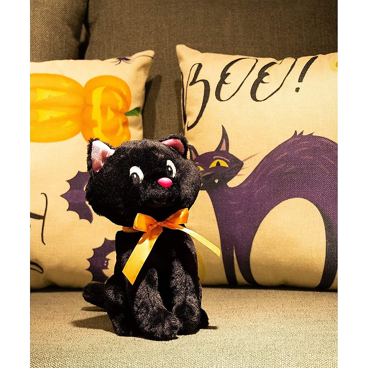 BLUE PANDA Black Cat Stuffed Animal, Sabrina The Cat Halloween Plush (6 x 10 x 11 Inches)