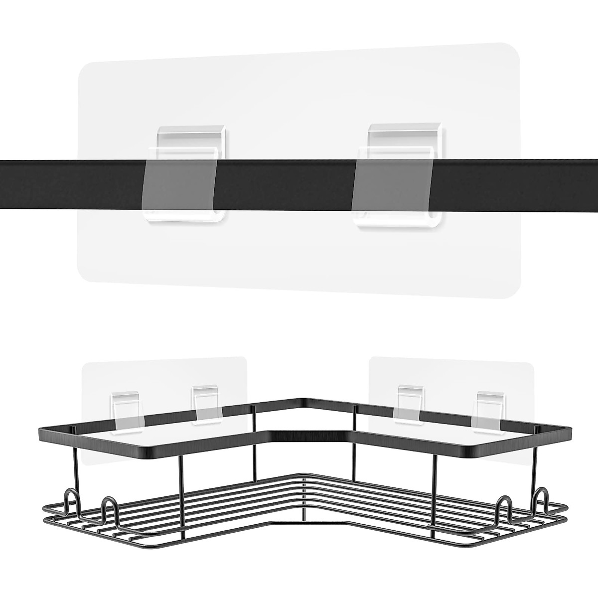mioule Shower Caddy Adhesive Replacement，Shower Rack Stickers - Shower Shelf Adhesive Strips - Bathroom Rack Sticker - 4 Pack Shower Caddy Adhesive for Replacement