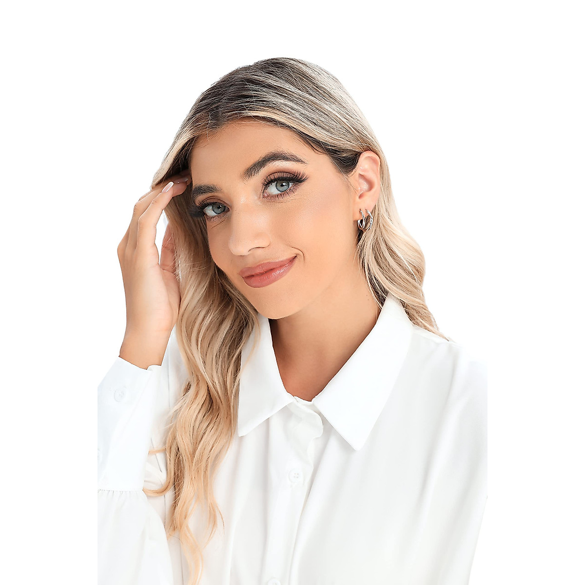 3 Pairs Small Silver Hoop Earrings for Women|925 Sterling Silver earrings|14K White Gold Plated Small Hoop Earrings Set| Twisted Silver Earrings for Women Men 13/20/25