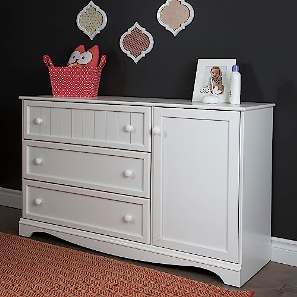 South Shore Savannah 3-Drawer Dresser with Door, Pure White