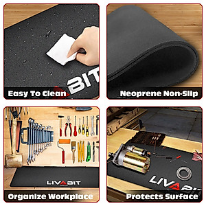 LIVABIT – 12” X 36” inch Gunsmith Cleaning Tool Work Bench - Non-Slip and Oil Resistant Neoprene Gun Mat - 4 mm Thickness - Compatible with Rifles and Small to Large Pistols – Black