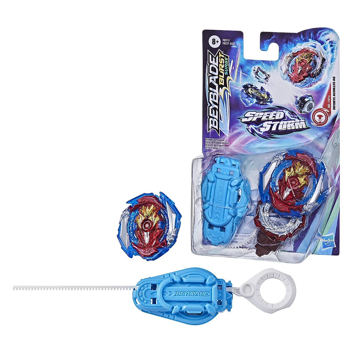 Beyblade Burst Surge Speedstorm Infinite Achilles A6 Spinning Top Starter Pack – Balance Type Battling Game Top with Launcher, Toy for Kids