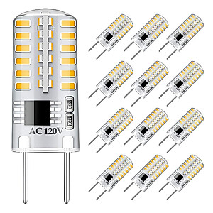 Gaormii G8 LED Bulb Dimmable 3W Warm White 3000K T4 Bi-Pin Base 120V 20W-25W Halogen Bulb Replacement for Under Cabinet, Counter Lighting (12-Pack)