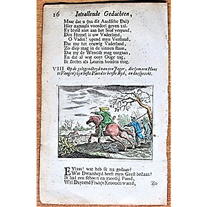 Antique Copperplate Miniature Engraving: Invallende Gedachten 16