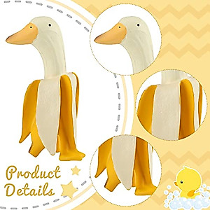 4 Pcs Banana Duck Statue Creative Resin Banana Duck Sculpture Funny Whimsical Banana Duck Yard Art for Outdoor Home Garden Lawn Patio Office Porch Cute Duck Decor Housewarming Gifts