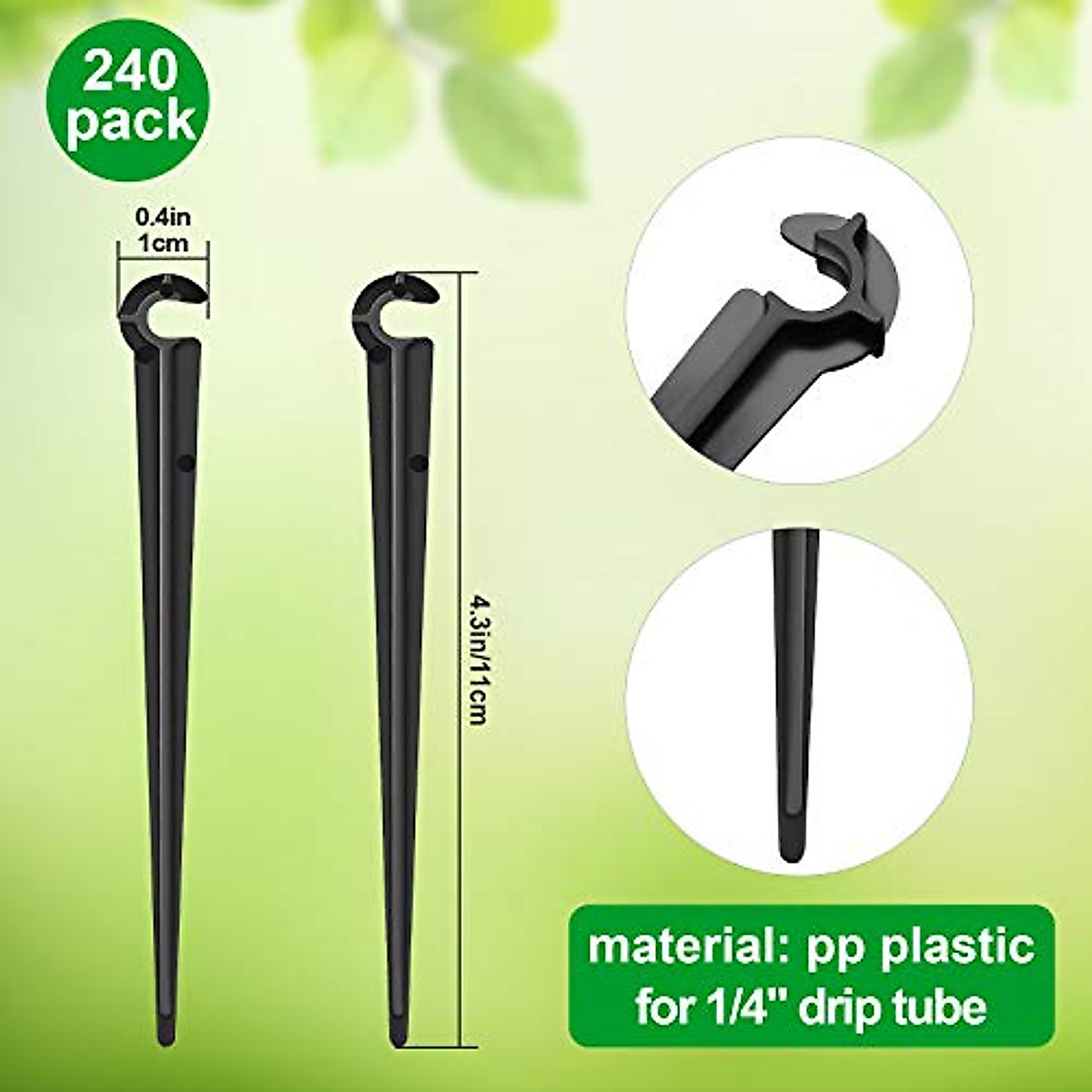 240 Pieces Irrigation Drip Support Stakes Tubing Hose Holder 1/4 Inch Tubing Support Holder for Vegetable Gardens Flower Beds Supplies