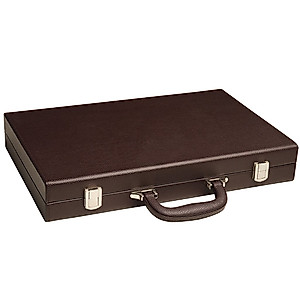 16-inch Premium Backgammon Set - Dark Brown Board, White and Orange Points