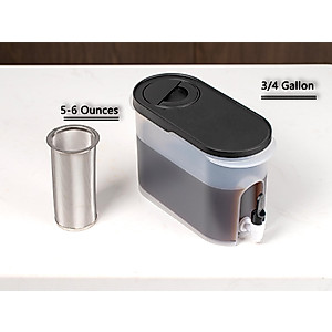 JILLMO Gallon Cold Brew Coffee Maker, 3/4 Gallon Iced Coffee Pitcher with Steel Mesh Filter and Spigot, Black