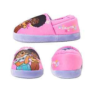 Disney Girls' Encanto Slippers - Mirabel and Luisa Plush Fuzzy Slippers, Non-Skid Sole (5-12), Size 7/8, Mirabel And Luisa