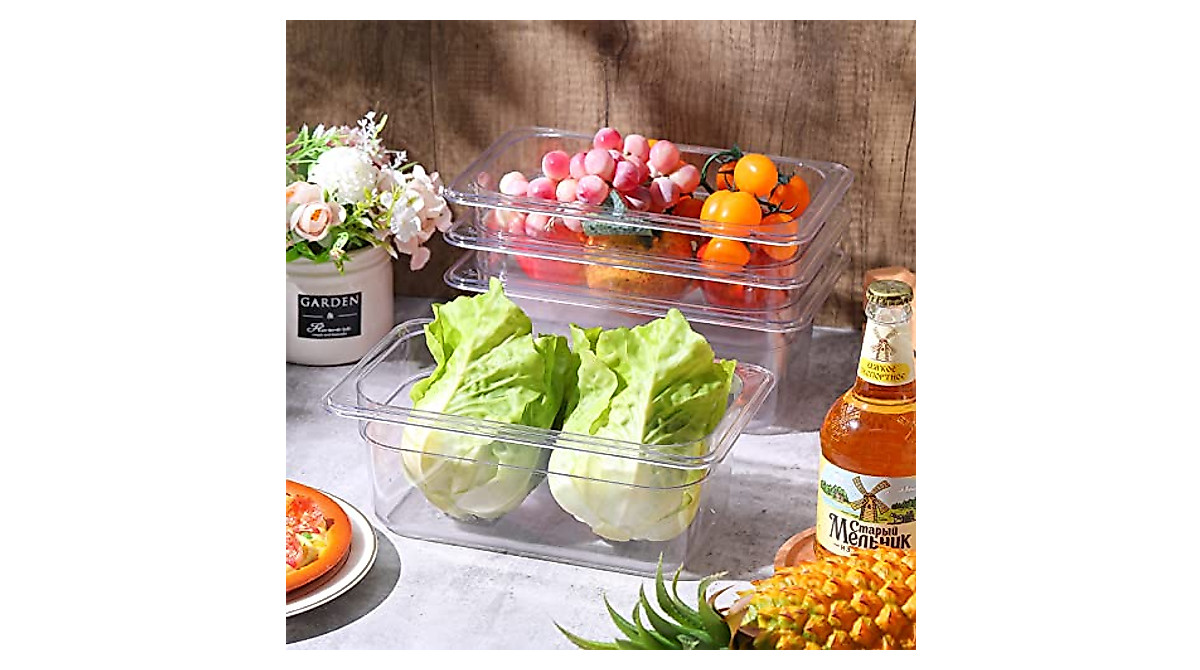 Hoolerry 12 Packs Plastic Food Pan 1/4 Size Commercial Food Storage ...