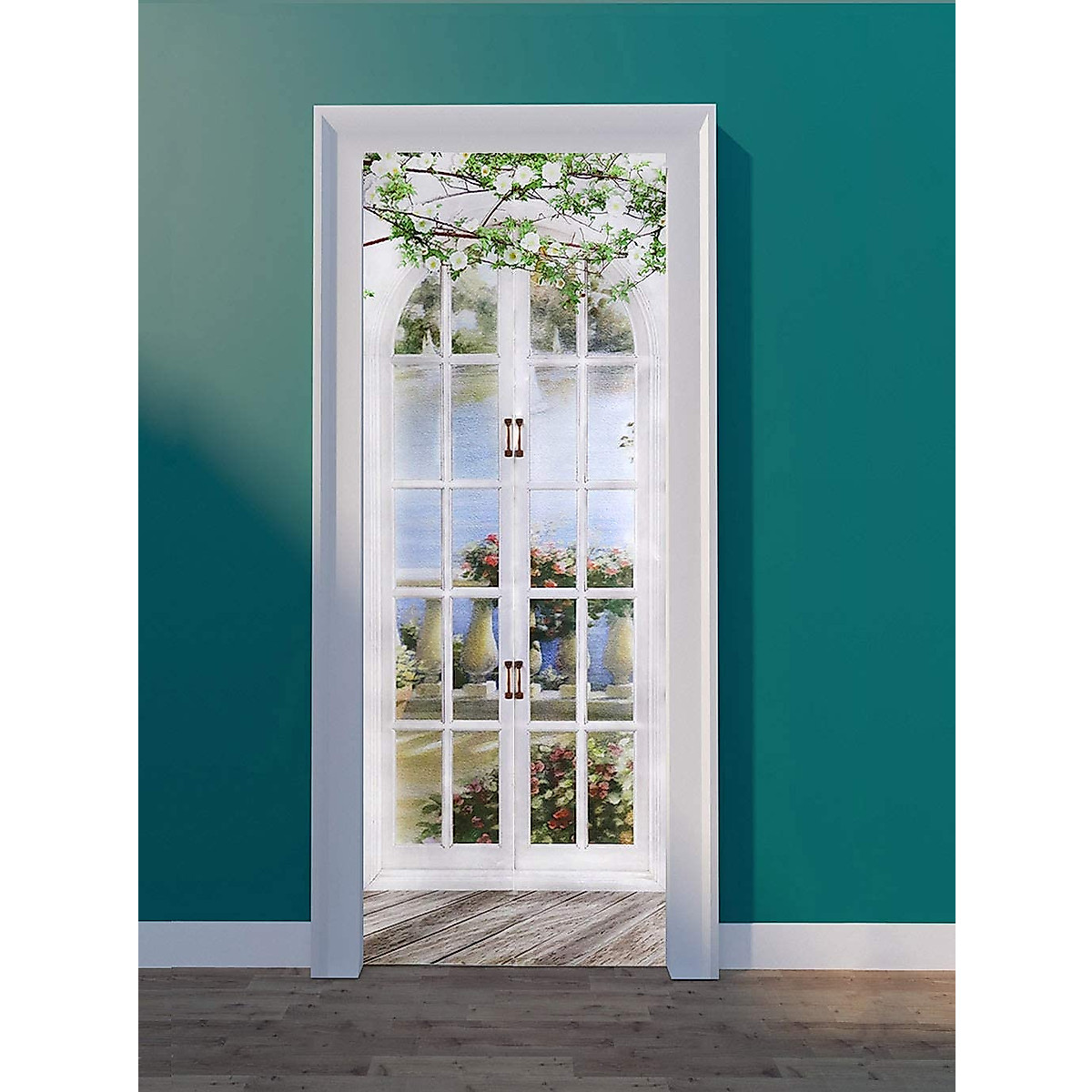 LIUCOGXI 3D Door Murals Wallpaper Landscape Stickers Peel and Stick Waterproof Self-Adhesive Removable Garden Wall Art Decoration for Home Office Pastoral 30.3"x78.7"