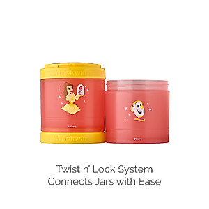 Whiskware Disney Princess Stackable Snack Containers for Kids and Toddlers, 3 Stackable Snack Cups for School and Travel, Jasmine and Magic Carpet