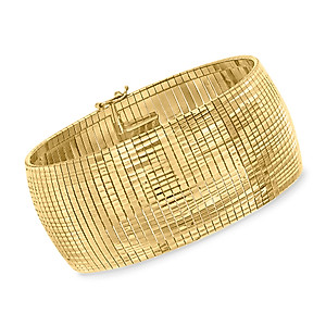Ross-Simons Italian 18kt Gold Over Sterling Diamond-Cut and Polished Omega Bracelet. 8 inches