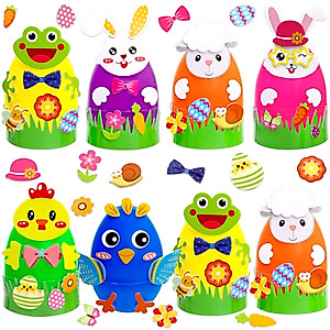 Fancy Land Easter Egg Decorating Kit Foam Easter Animal Craft Kits for Kids with Plastic Eggs 24 Pack