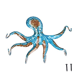Octopus Key Holder, Unique Shape Iron Octopus Hook,Metal Hooks Wall Mounted Iron Octopus Hook,Space Saving Metal Hooks for Bedroom Bathroom Kitchen, Octopus Key Holder, Unique Shape Iron Octopus