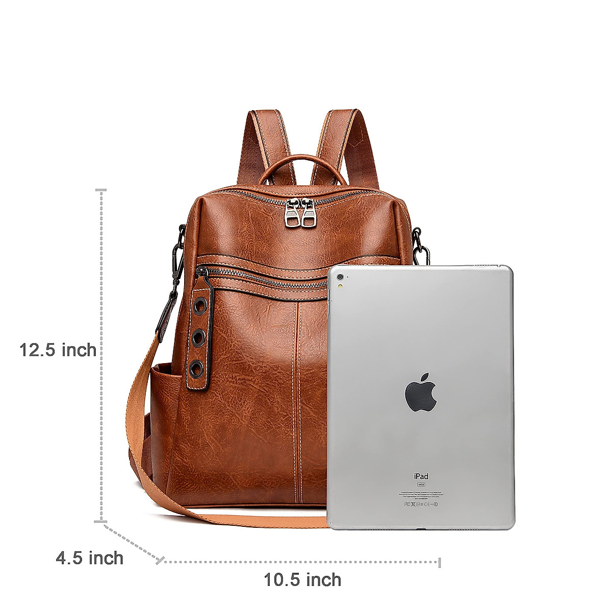 Maxoner Backpack Purse for Women Fashion Genuine Leather Convertible Shoulder Handbag Travel Bag Satchel Rucksack Ladies Bag (Faux Leather Brown)