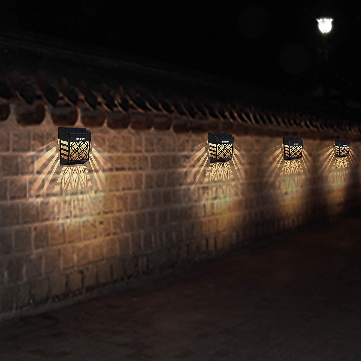 UNIFUN Solar Fence Lights, Solar Decorative Garden Lights, Waterproof Wireless Outdoor Lights for Garden, Fence, Patio Use (8Pack)