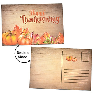 Gift Boutique 120 Pcs Happy Thanksgiving Postcards Fall Greeting Cards 4" x 6" Holiday Pumpkins Maple Leaves Design Harvest Blank Note Post Card
