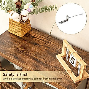 Iwell Storage Cabinet, Bathroom Cabinet with 4 Doors and Adjustable Shelf, Floor Cabinet for Living Room, Bedroom, Home Office, Rustic Brown