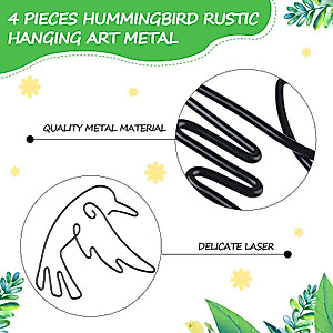 Hotop 4 Pieces Metal Hummingbird Wall Decor Black Bird Wall Art Metal Garden Wall Decor Cute Wall Sign for Indoor Outdoor Fence