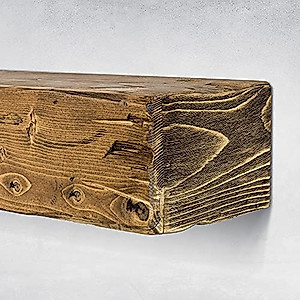 URBANDI Fireplace Mantel, Distressed, Rustic,1 tier Floating Shelf, Modern, Real Wood. (60Lx6Hx8D, Brown)