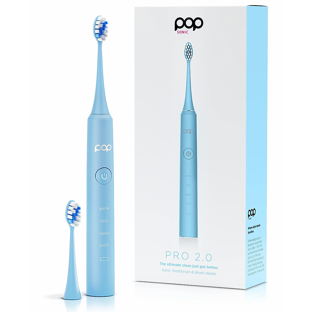 Pop Sonic Pro 2.0 Electric Toothbrush (Blue), Ultrasonic Toothbrush | 45,000 VPM | Electric Toothbrush for Adults & Kids, 4 Mode Electric Tooth Brush - Long-Lasting Dupont Nylon Bristles