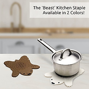 OTOTO Trivet for Kitchen Counter - Hot Pot Holder Trivet for Table - BPA Free Hot Pads for Kitchen Counter - Heat Resistant Silicone Trivet, (Grizzly)