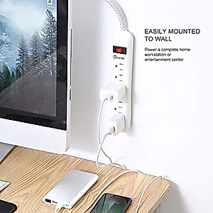 Power Strip Surge Protector CFMASTER 6 Outlets 2ft Long Extension Cord with Braided Fabric, 300 Joules, Wall-Mounted Strip, Overload Protection, for Home, Office (2 Pack)