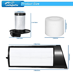 Leadaybetter ICZ362H Filter Replacement for Shark ICZ362H / IC160 / IC162 Vertex Pro Powered Lift-Away Cordless Vacuum, Part XFFK160 & XHEPA160, 4 Foam and 2 Round Filters, 1 HEPA Filter