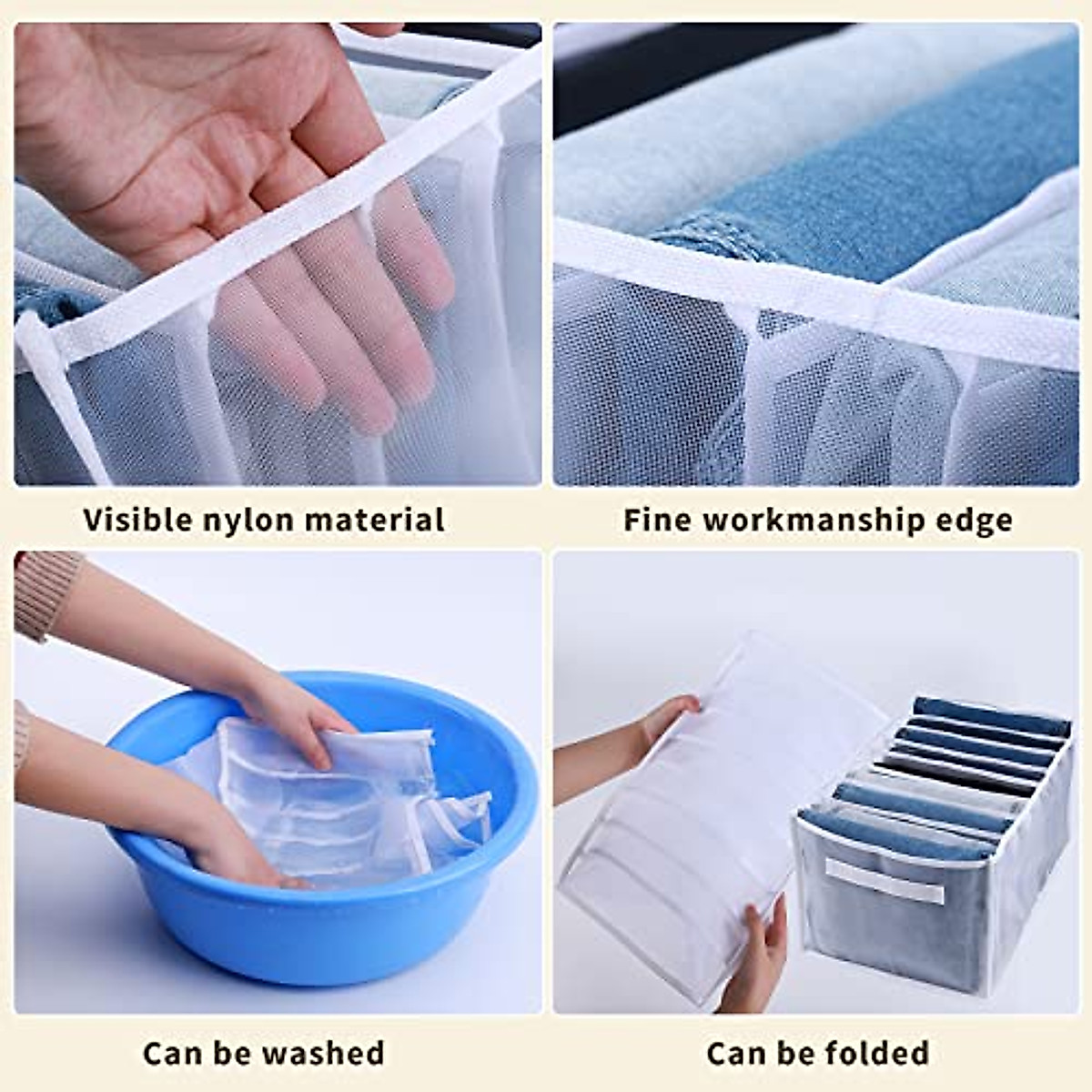 2PCS Wardrobe Clothes Organizer, LIVESO 9 Grids Visible Closet Organizer For Folded Clothing, Washable Clothes Drawer Organizer for Jeans, Sweaters,T-shirts,Pants,Legging,Kid Clothes
