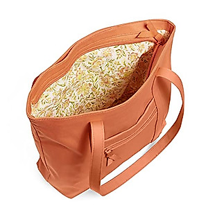 Vera Bradley Women's Cotton Small Vera Tote Bag, Orange Bell Pepper - Recycled Cotton, One Size