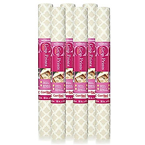 Con-Tact Brand Grip Prints Durable Adhesive Non-Slip Shelf and Drawer Liner, 18" x 4', Talisman Taupe, 6 Rolls