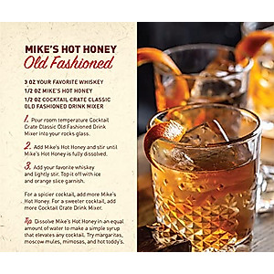 Mike's Hot Honey Cocktail Gift Set - Old Fashioned Cocktail Kit with Rose Gold Cocktail Jigger and Bar Spoon, Classic Old Fashioned Cocktail Mix, Mikes Hot Honey, 2 Coasters & Recipe Book