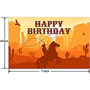 Wild West Cowboy Happy Birthday Banner Backdrop Western Texas Countryside Theme Decorations Decor for Rodeo Party Wild West Party Western Cowboy Party Wild One 1st Birthday Party Baby Shower Supplies