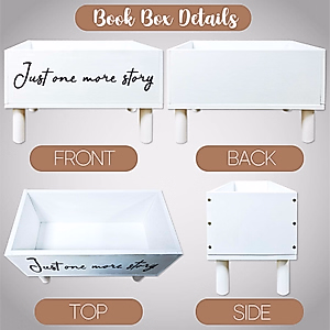 Just One More Story Bookshelf for Toddlers,Wooden Book Storage Box Caddy Basket Organizer with Legs,Floor Book Display,Kids Book Rack Bin Bookcase for Nursery Classroom Library