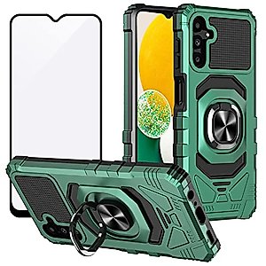 Ailiber Phone Case for Samsung Galaxy A04S, Samsung A13 5G Case with Screen Protector, Ring Kickstand for Magnetic Car Mount, Military Grade, Shockproof Rugged Protective Cover for Galaxy A04 S-Green
