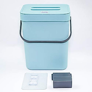 Jesintop Kitchen Compost Bin Indoor for Counter Top,Hanging Small Trash Can with Lid,Food Waste Bin,Mountable Compost Busket 1.3 Gal/5 L Series,Blue