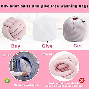 XHJRI Soft Knot Ball Pillows， Round Ball Cushion Pillows, Kids Room Decoration Plush Pillow Girl Photography Props， Throw Knotted Pillow Handmade (Light Rose Gold, 8.6 Inch)